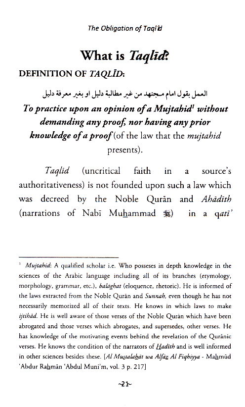 The Obligation of Taqlid