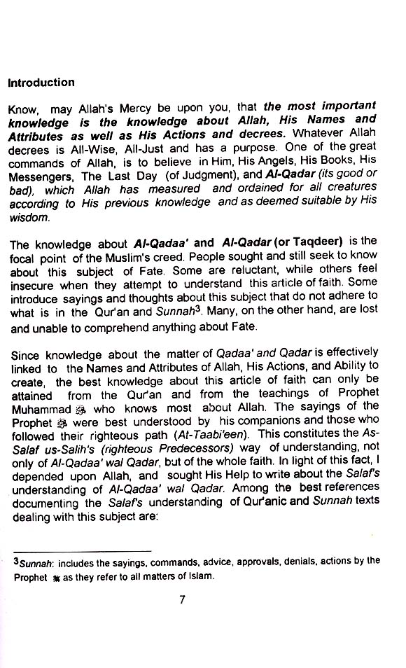 The Salaf's Guide to the Understanding of Al Qadaa wal Qadar , Fate in ...