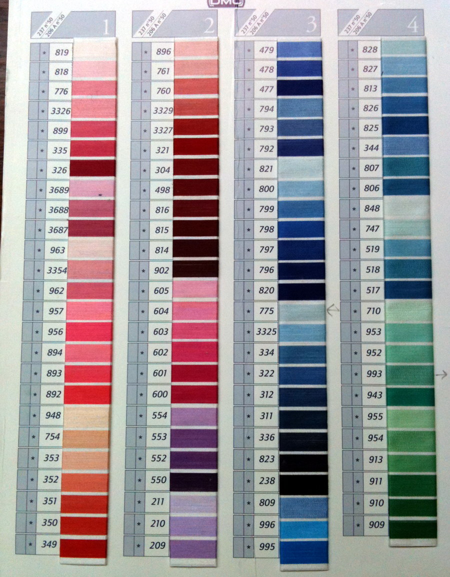 DMC Embroidery Floss Color Card | Aiko Luxury Linens