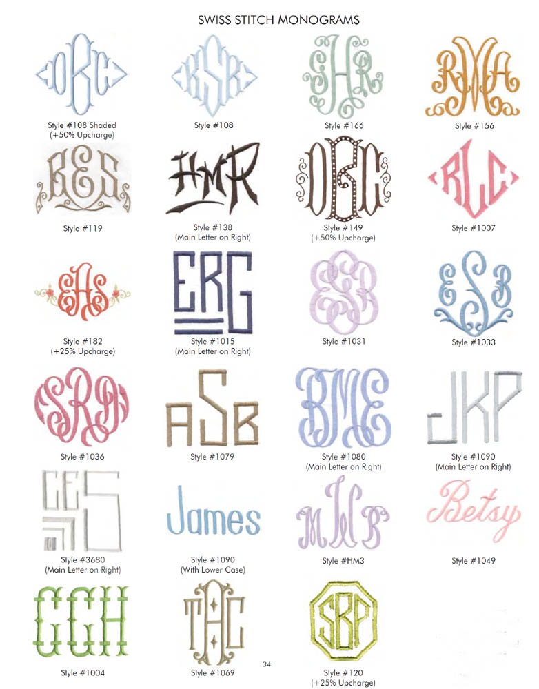 Popular Monogramming Styles at Aiko Luxury Linens