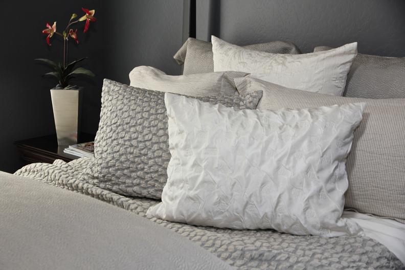 SDH Petalo Coverlet and Shams I Aiko Luxury Linens