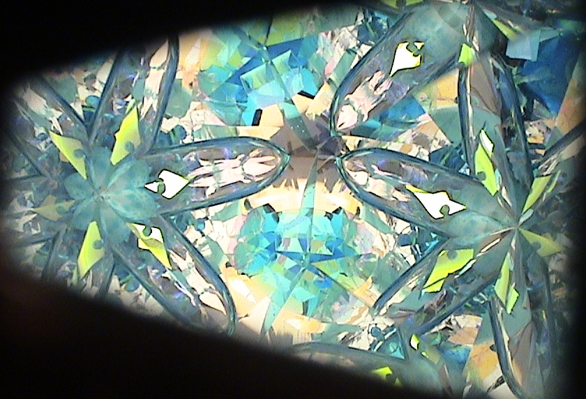 Stained Glass Kaleidoscope, "Aqua Marine" #20206 By Artist Sue Rioux.