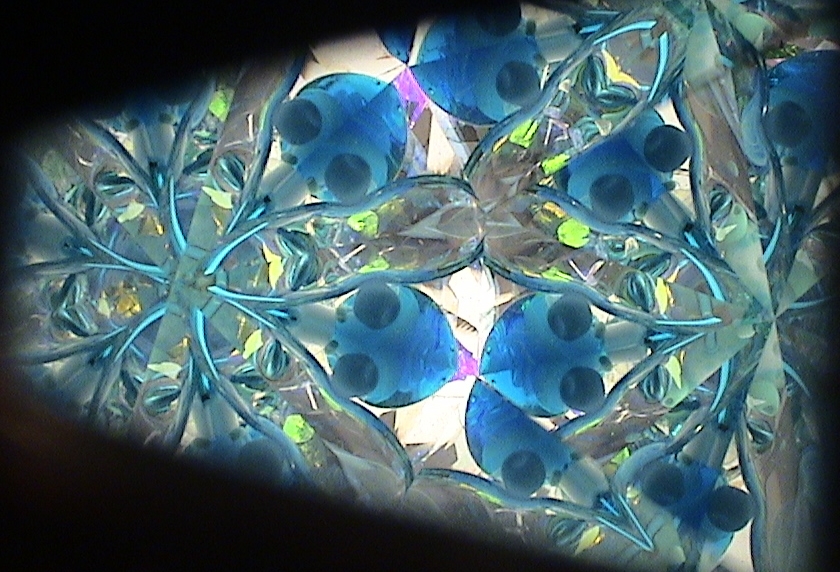 Stained Glass Kaleidoscope, "Aqua Marine" #20206 By Artist Sue Rioux.