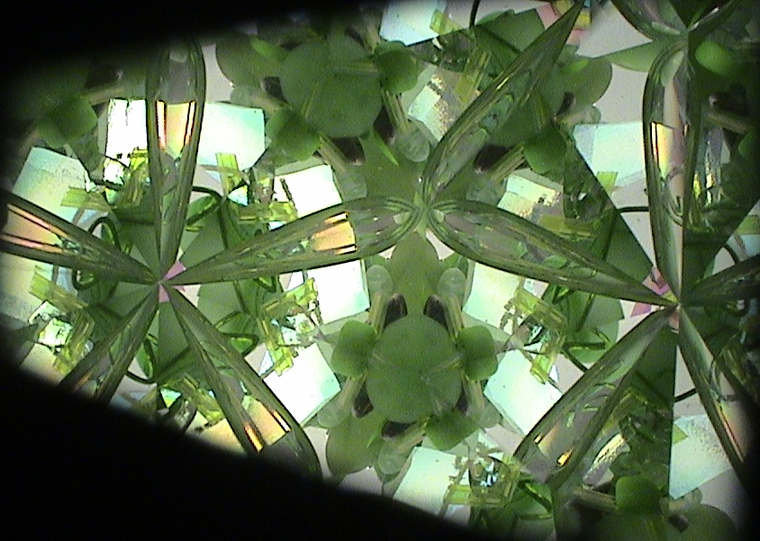 Stained Glass Kaleidoscope, "Peridot" 2020 By Artist Sue Rioux.