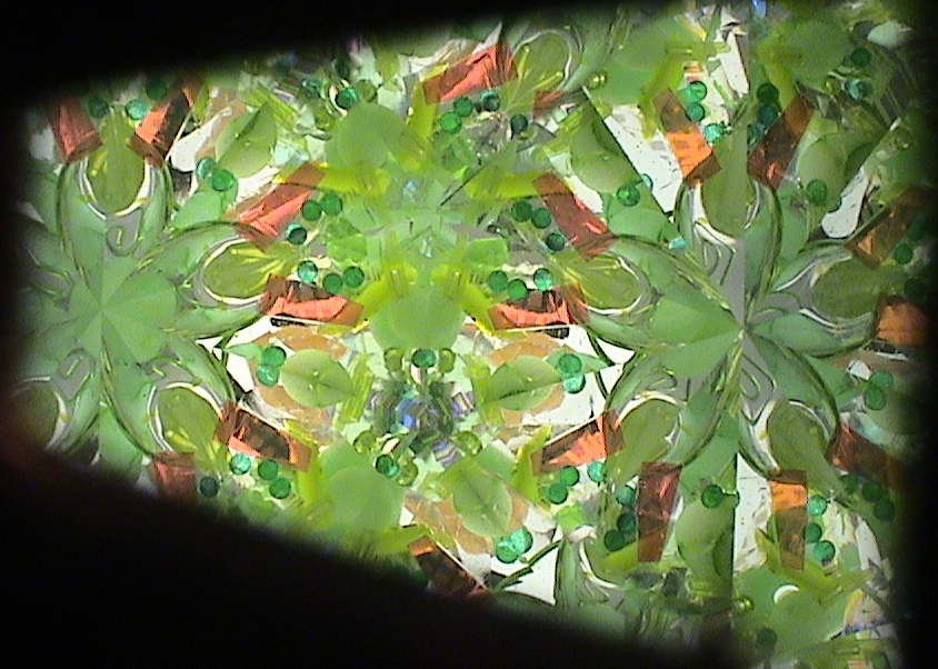Stained Glass Kaleidoscope, "Peridot" 2020 By Artist Sue Rioux.