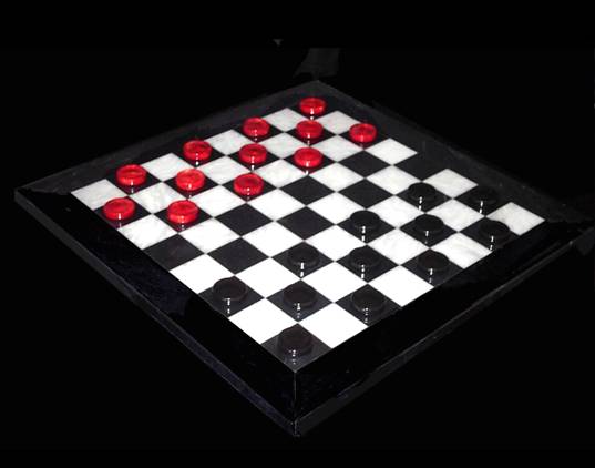 Black, Red and White Marble Checker Game with Alabaster Checkers - 16 ...