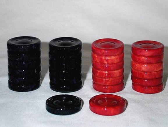 Black and Red Stone Checkers or Replacement Stone Backgammon Pieces - 1 ...