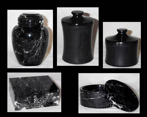 Black Marble Boxes, Black Marble Jars, Stone Canisters, Containers with Lid