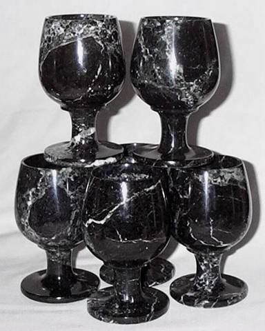 Black Marble Wine Goblets, Black Stone Glasses, Set of 6 - Large, 5 ...