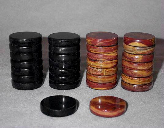 Black Marble and Red Onyx Checkers or Replacement Stone Backgammon ...