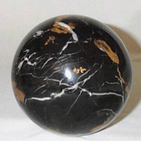 Black Marble Stone Sphere Ball - Large, 4 Inch Dia.