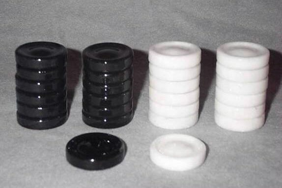 Fossil Coral Marble Checkers Game with Black and White Stone Checkers ...