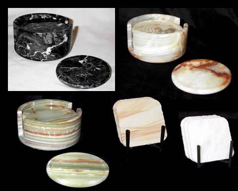 Black Marble Coasters, Large Stone Coasters, Marble Coaster Sets with ...