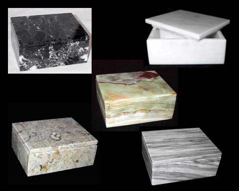 Marble Boxes, Stone Boxes, Black Marble & Onyx Rectangular Boxes
