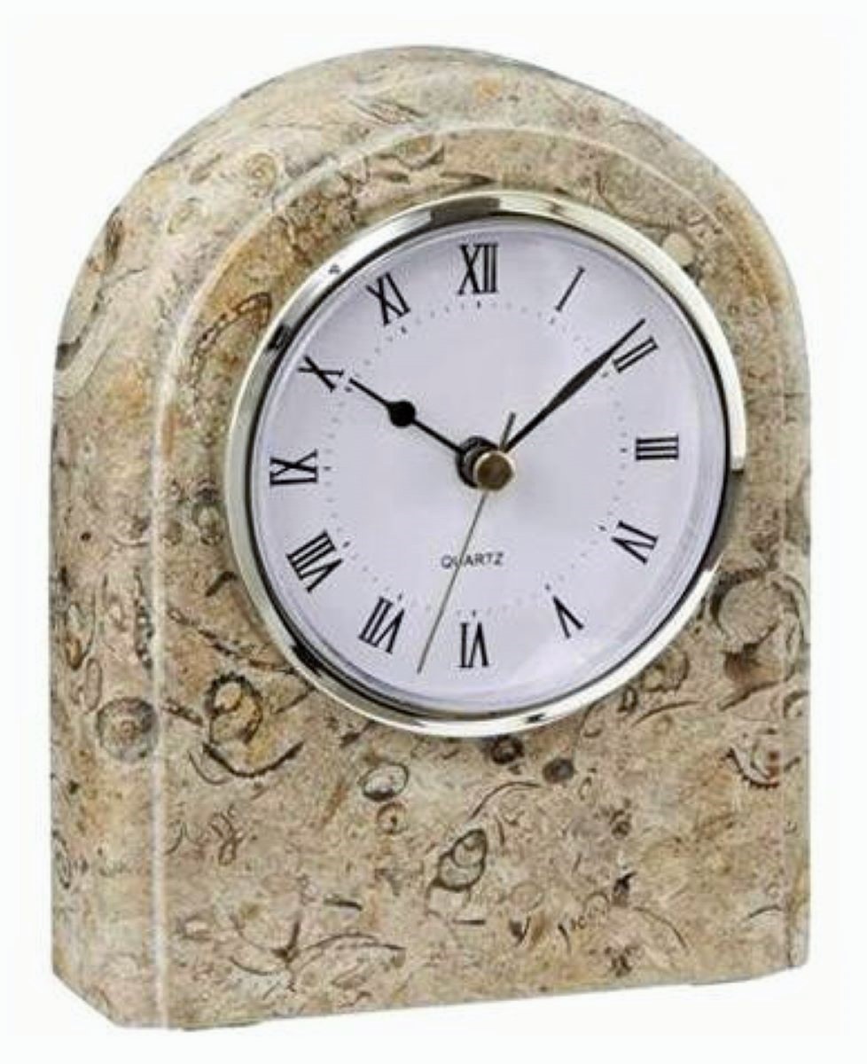 Decorative Tan Coral Stone Clock, Marble Shelf Clock