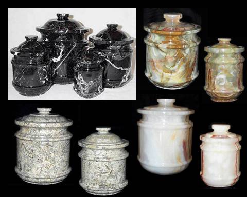 Marble Kitchen Canisters, Stone Kitchen Canister Sets, Onyx & Marble Jars