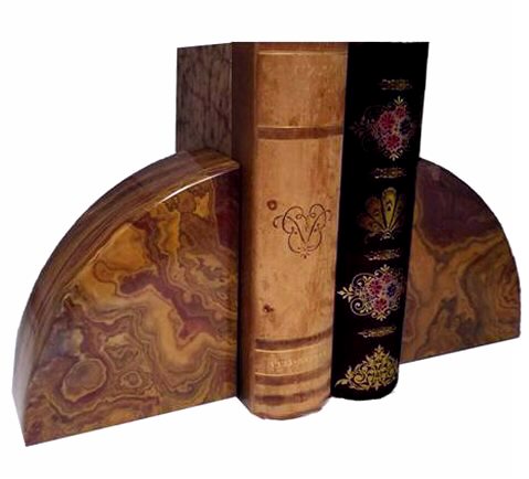 Decorative Red Onyx Stone Bookends - Large