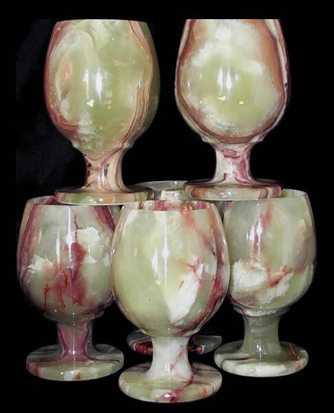 Green Onyx Goblets, Gemstone Liqueur & Cordial Glass Set of 6 - 4 Inch ...