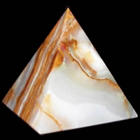 Decorative White Onyx Stone Pyramid Statue - 4 Inch