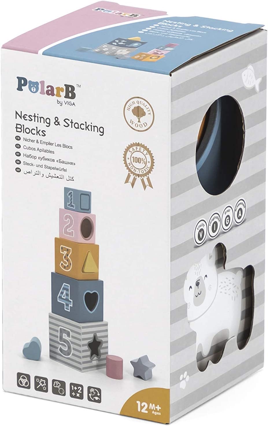 The Original Toy Company PolarB Viga Wood Toy - Nesting & Stacking Blocks