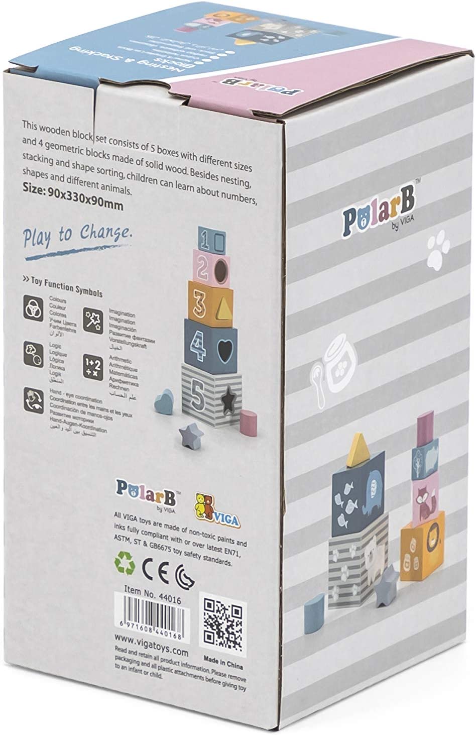 The Original Toy Company PolarB Viga Wood Toy - Nesting & Stacking Blocks