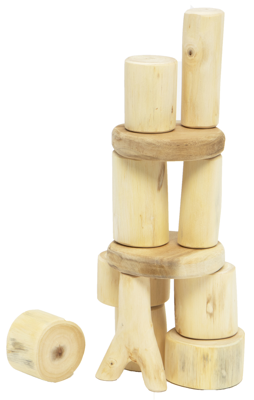 Wooden Tree Blocks Barkless 12 Piece Large Baby Real Wood Building ...