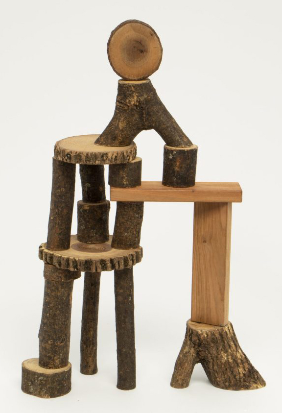 Wooden Tree Blocks with Bark 18 Piece Giant Real Wood Building Block Set