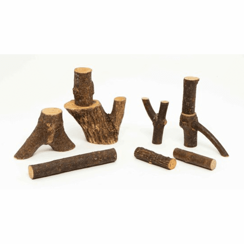 Wooden Tree Blocks with Bark 18 Piece Giant Real Wood Building Block Set
