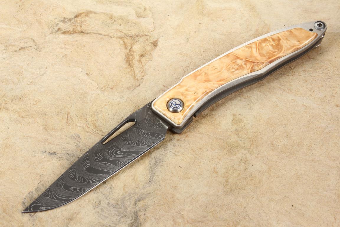 Chris Reeve Mnandi Folding Knife, Box Elder Wood - Free Shipping