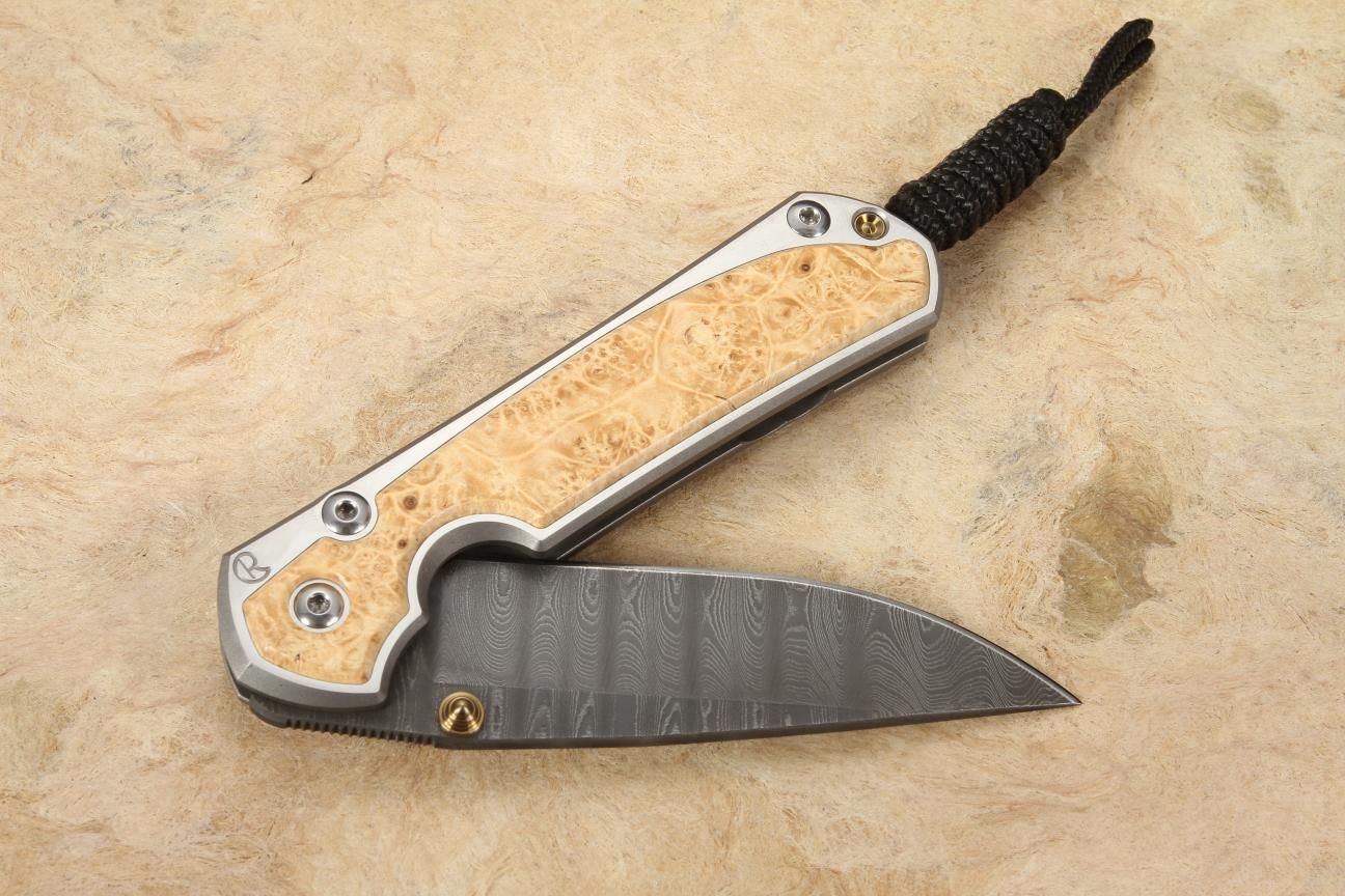 Small Sebenza 31 Box Elder & Damascus - KnifeArt + Free Shipping