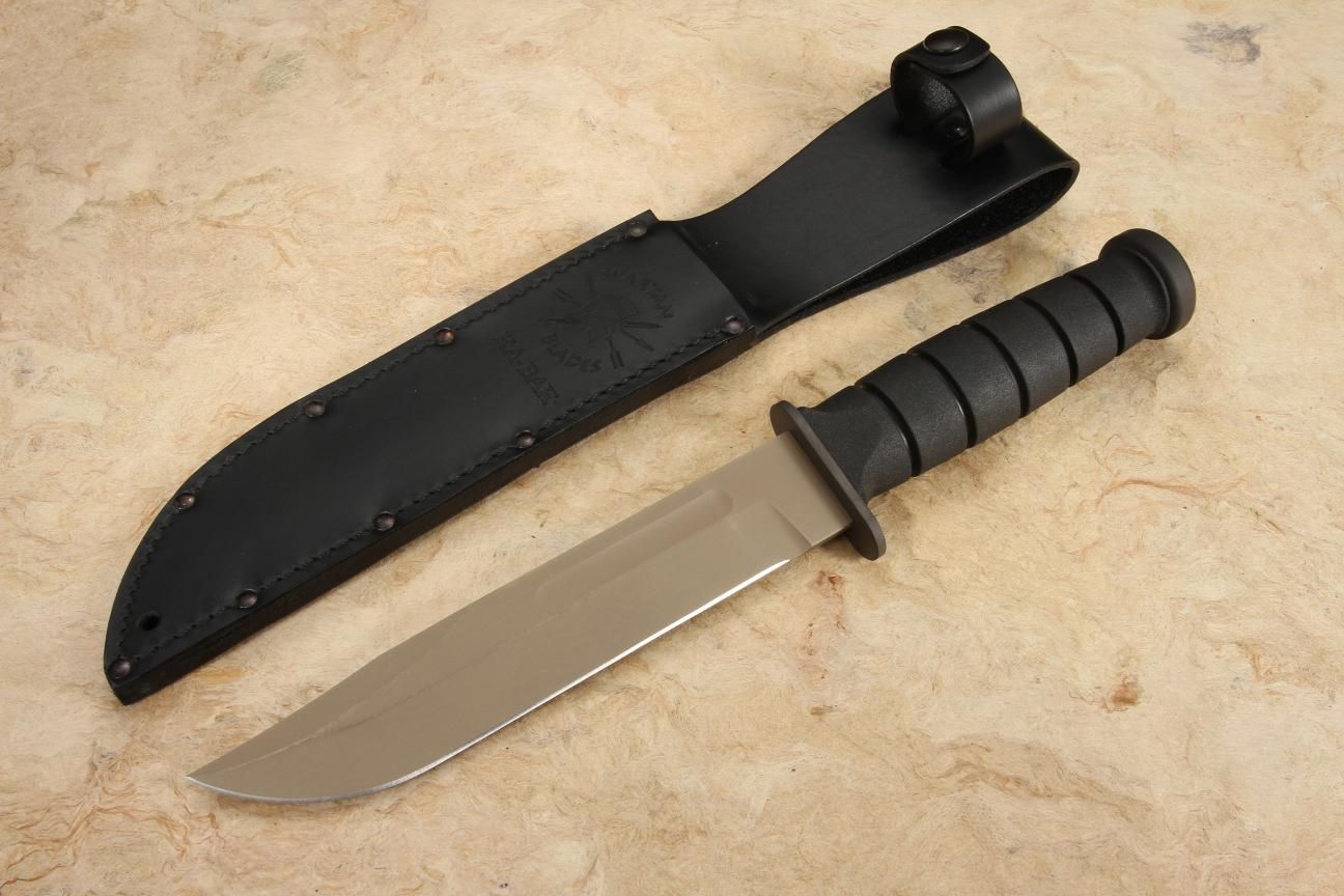 Spartan KA-BAR - Black Leather Sheath - FDE MagnaCut Blade + Free Shipping