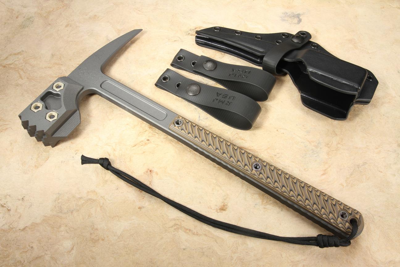 RMJ Tactical - Cuddles - Tungsten and Hyena Brown G10 + Free Shipping