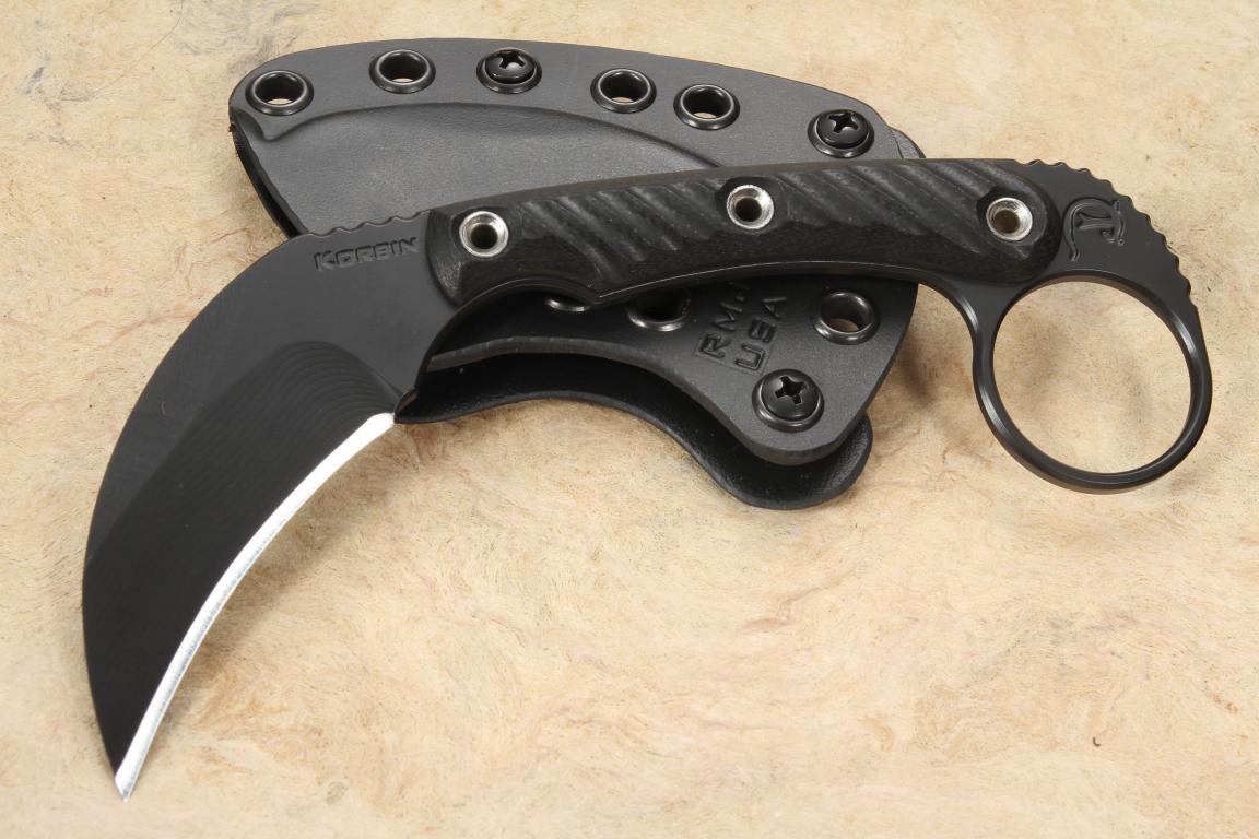 RMJ Tactical Blackout Korbin Karambit - Black Cerakote and Black G-10 ...
