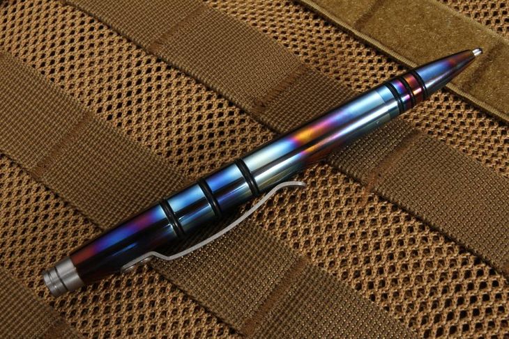 Tuff Writer Mini Click Flamed Titanium Pen - In Stock