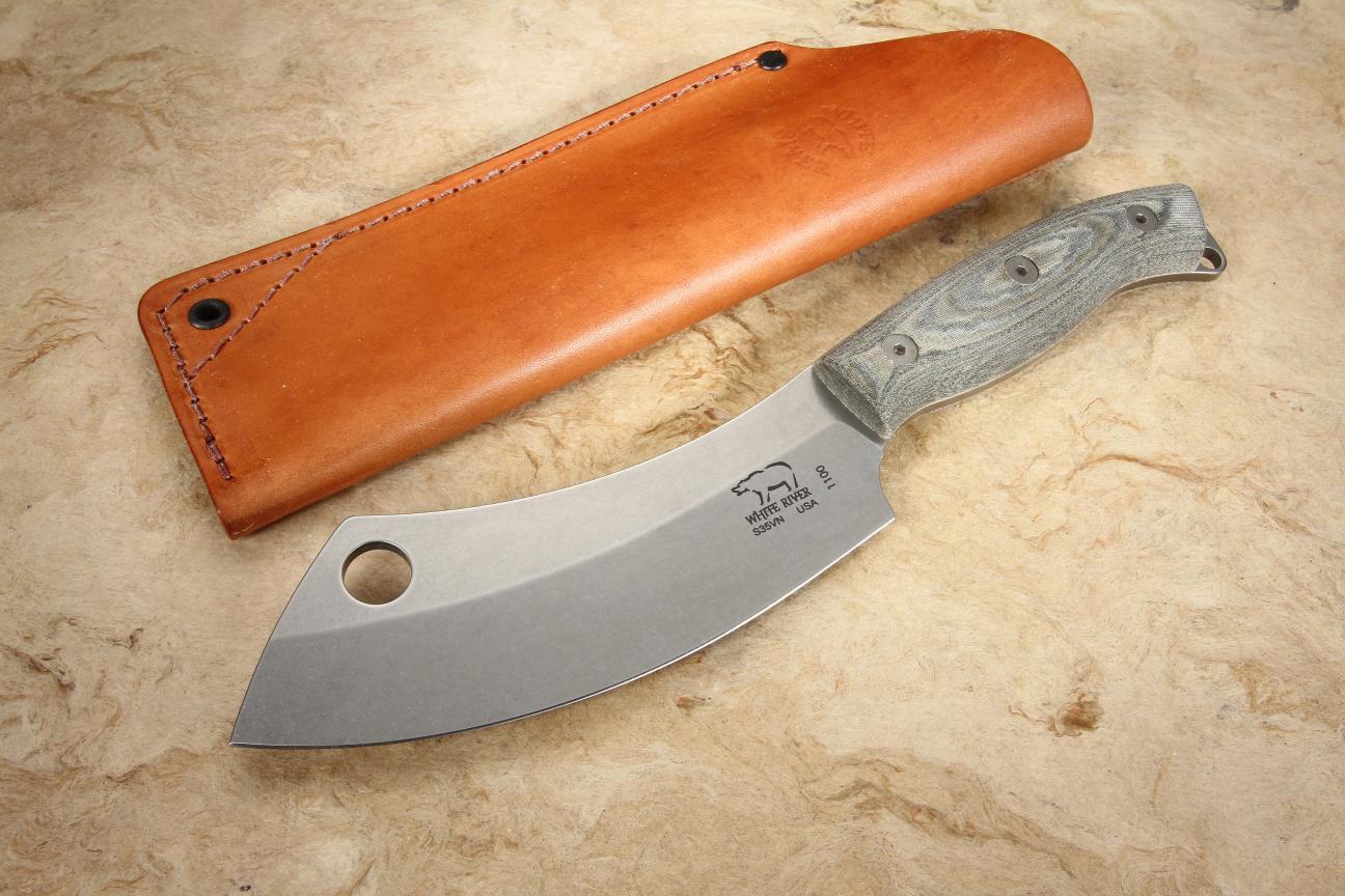 White River Camp Cleaver Black and OD Linen Micarta - Free Shipping