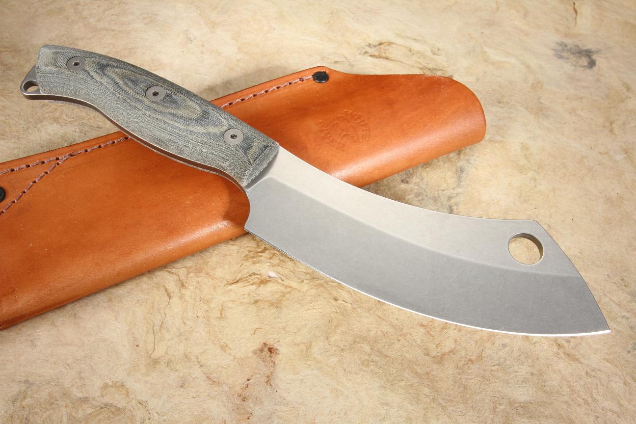 White River Camp Cleaver Black and OD Linen Micarta - Free Shipping