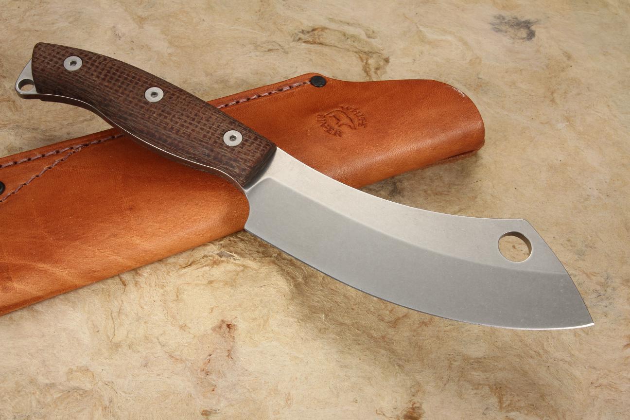 White River Camp Cleaver Natural Burlap Micarta - Free Shipping