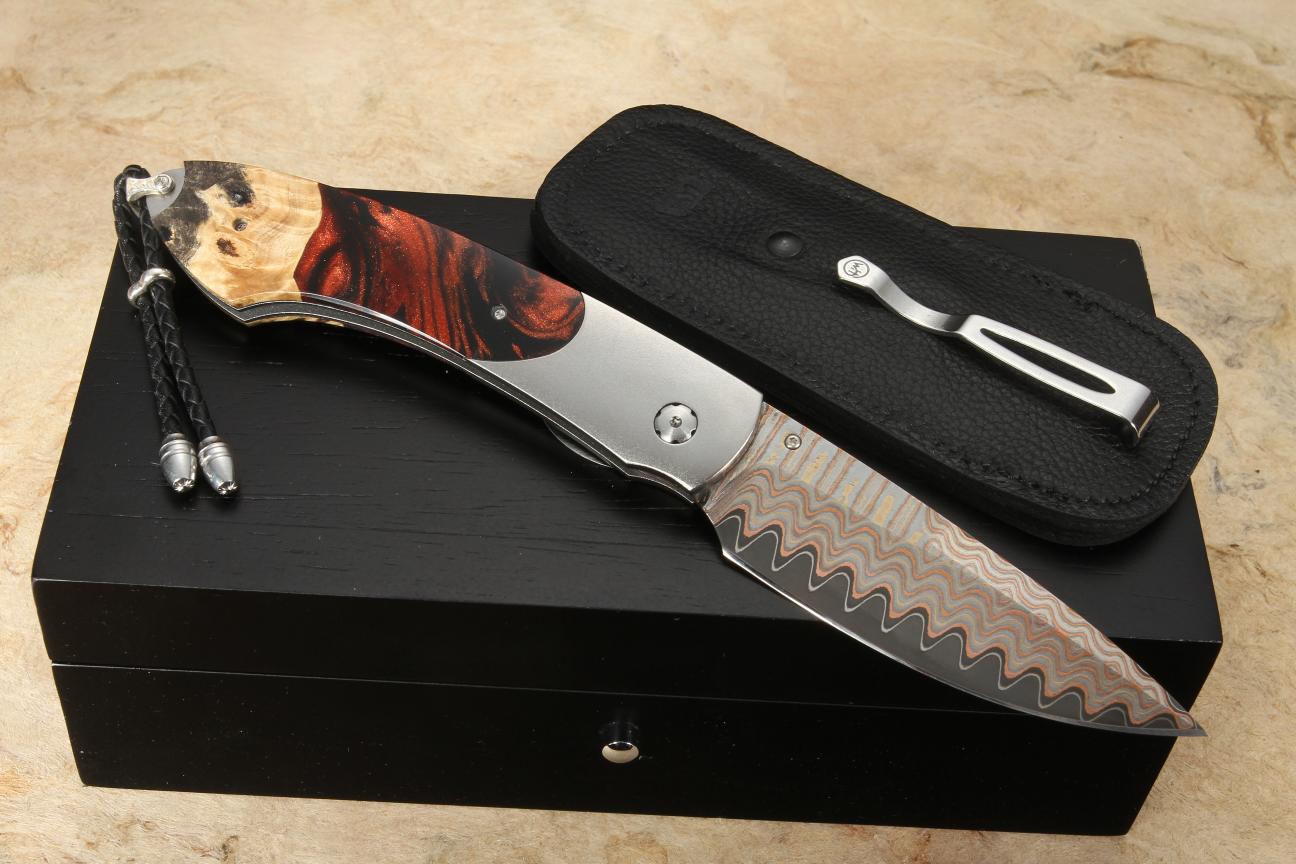 William Henry B12 Shock 2 Copper Wave Damascus Folding Knife + Free ...