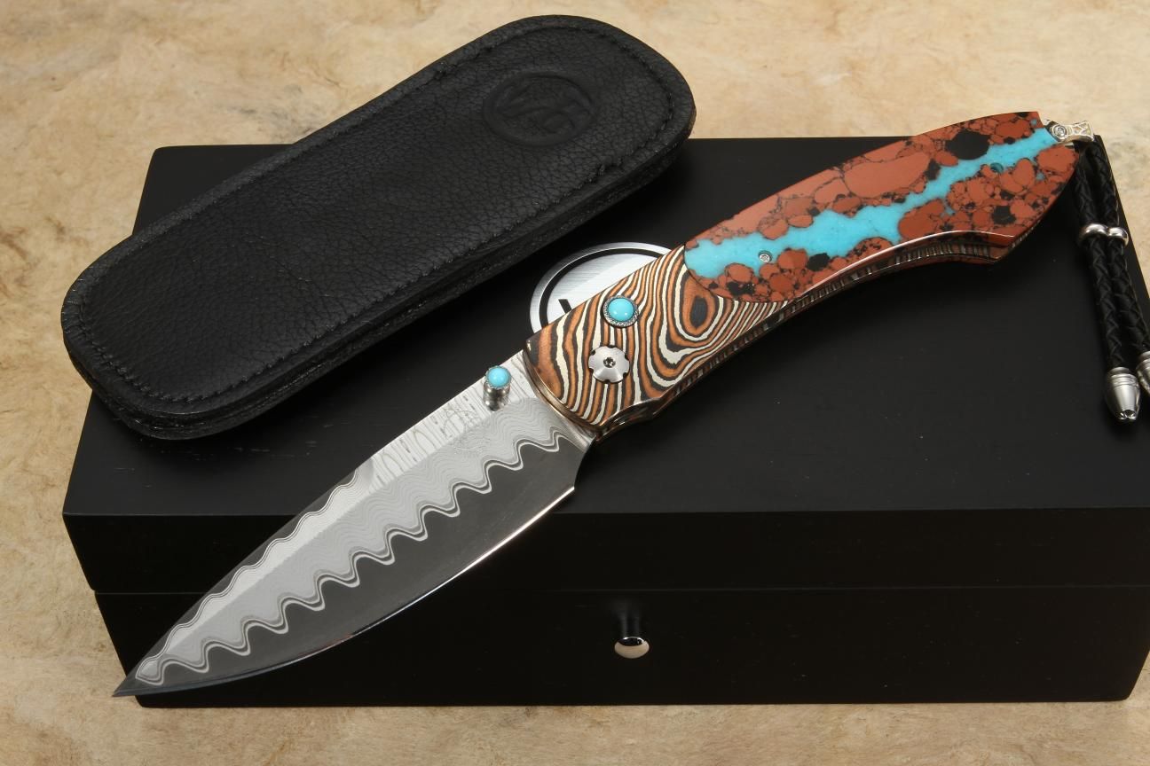 William Henry B12 Chuska Wave Damascus Folding Knife + Free Shipping