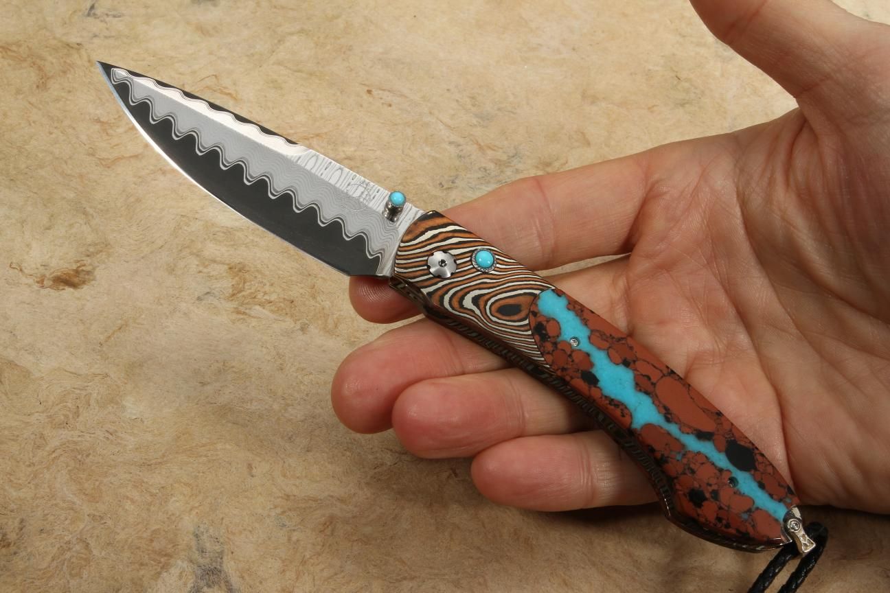 William Henry B12 Chuska Wave Damascus Folding Knife + Free Shipping