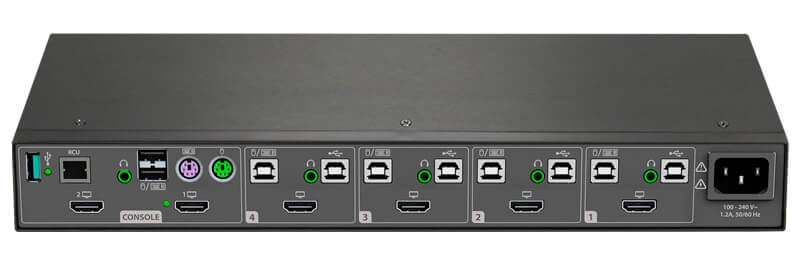 SCM145H-001 - 4-Port Secure Matrix HDMI 1.4 KVM Switch with 2-Video Outputs