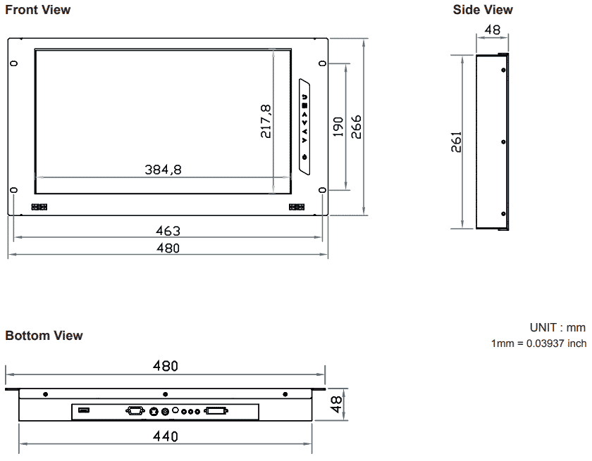 RP-F617 - 6U Rackmount 17Inch Widescreen LCD - VGA and HDMI