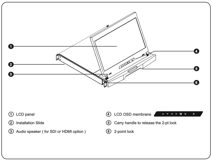 RP-K117 - 1U 17Inch 4K LED Rack Mount Monitor Drawer