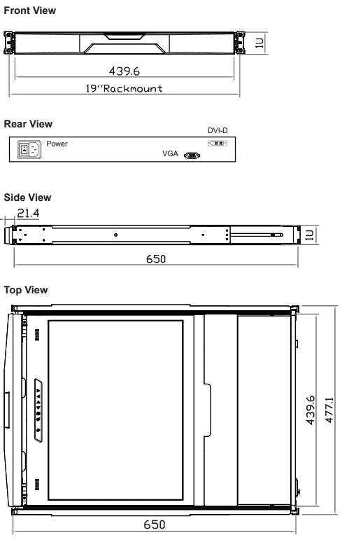 SP-120 - 1U 20Inch SUN CCFL LCD Display Drawer