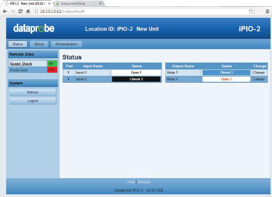 iPIO-2 - Dataprobe iPIO-2: Networked Relay Controller
