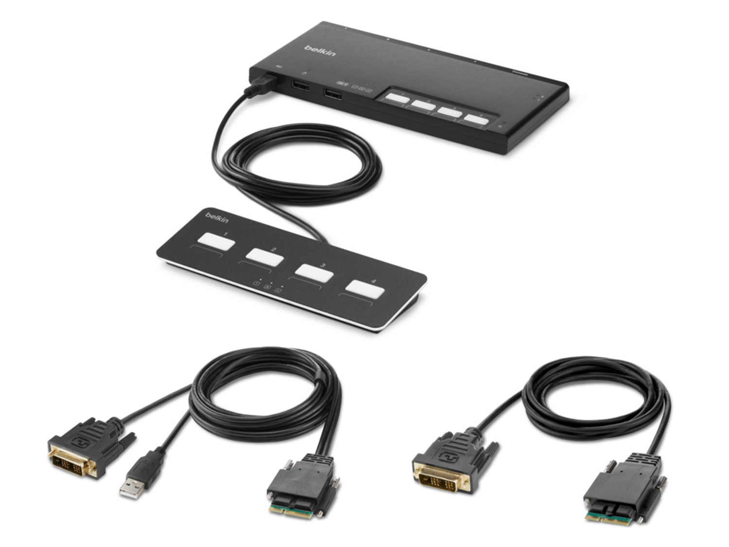 F1DN104MOD-DD-4 - Belkin 4-Port Single Head DVI Secure KVM Switch W/ Remote