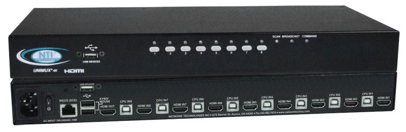 UNIMUX-HD4K-8 - 8-Port 4K HDMI USB KVM Switch