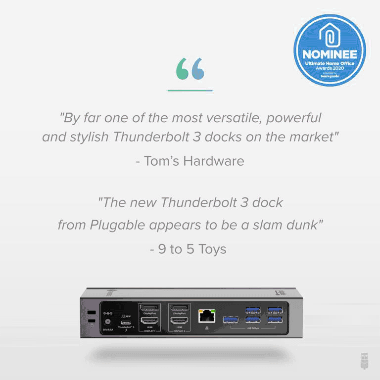 TBT3-UDZ - Plugable Thunderbolt™ 3 and USB-C Dual Display Dock with 96W ...
