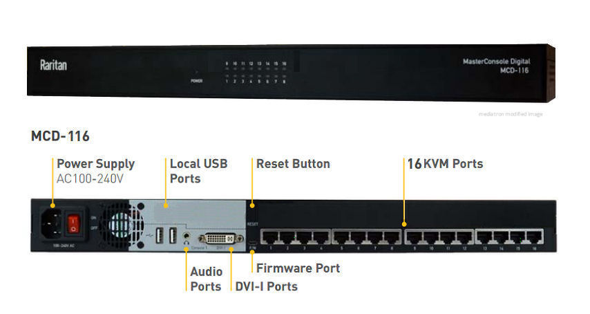 MCD-116 - Raritan MasterConsole CAT5 KVM Switch - 1 User, 16 Ports, 512 ...