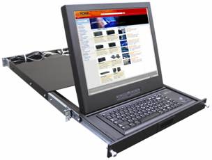 RV1-KVM19B - Rose Electronics 19in LCD, Fold-Back, TrackBall, DVI/VGA input